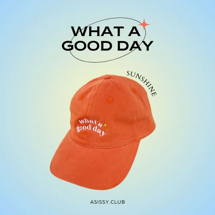 asissyclub - What a good day cap in SUNSHINE หมวกแก๊ปทรงสวย สีส้ม ...