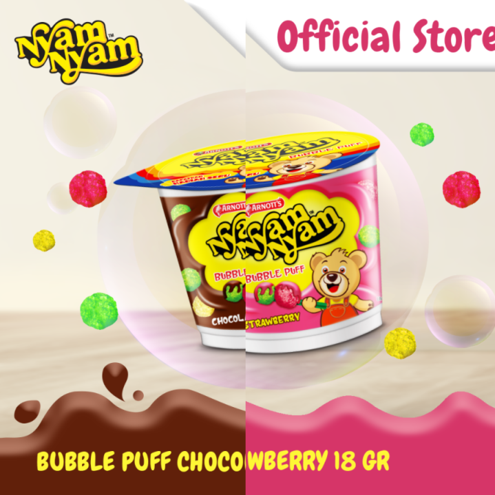 Nyam-Nyam Bubble Puff Cokelat / Strawberry 18 gr | Lazada Indonesia