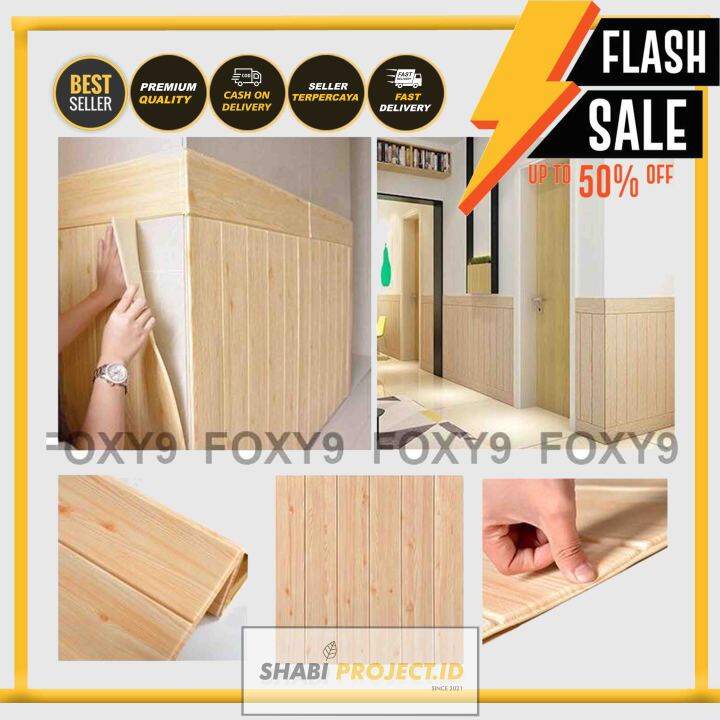 Wallpaper 3D Modern Foam Model Kayu Sticker Dinding 3D Foam Motif Kayu ...