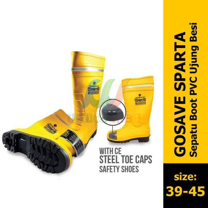 Sepatu Boot Rubber Safety GOSAVE SPARTA Karet Ujung BESI Steel Toe PVC ...