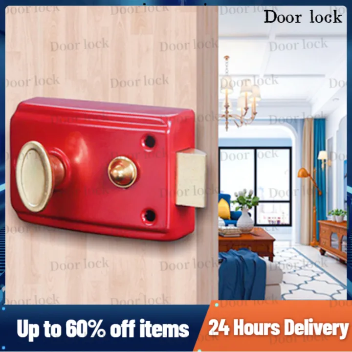 High Quality Anti-theft Bedroom Door Retro Red Locks Bedroom Door Lock Stainless Steel Lock ...