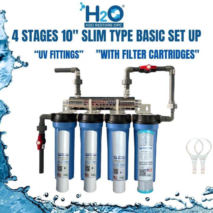 Water Filter 4 Stages 10" Slim Type Basic with 2 GPM Uv Light ...