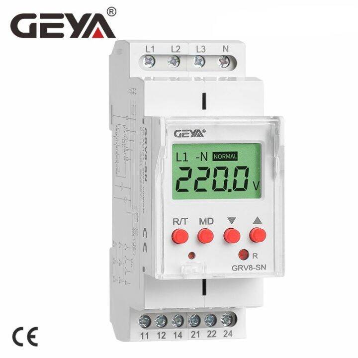 GEYA GRV8-S LCD Digital Display Voltage Relay 8A 2SPDT Monitoring Phase ...