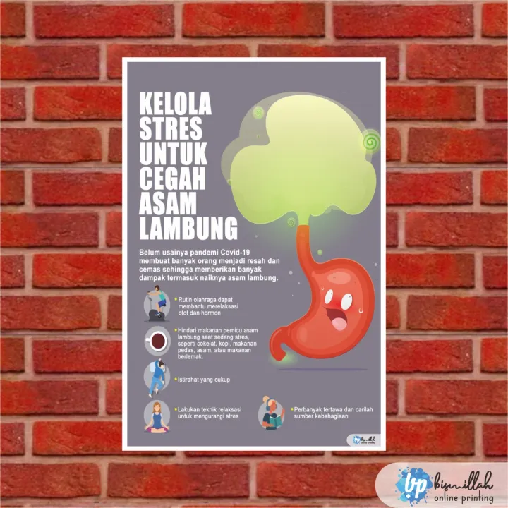 Poster Kesehatan Kelola Stres Untuk Cegah Asam Lambung | Lazada Indonesia