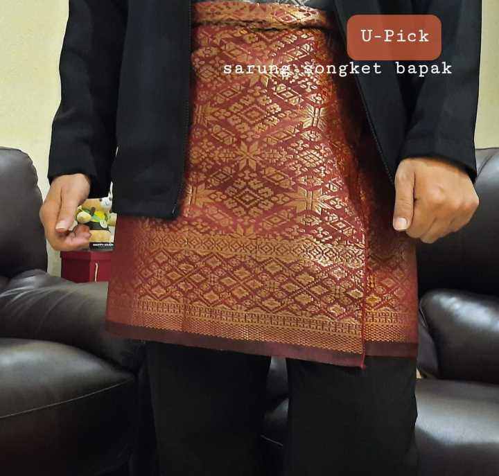 Kain songket Bapak Melayu / Sarung Songket Pria / Bawahan Kebaya Cowok promo ~ MINI KEBAYA ...