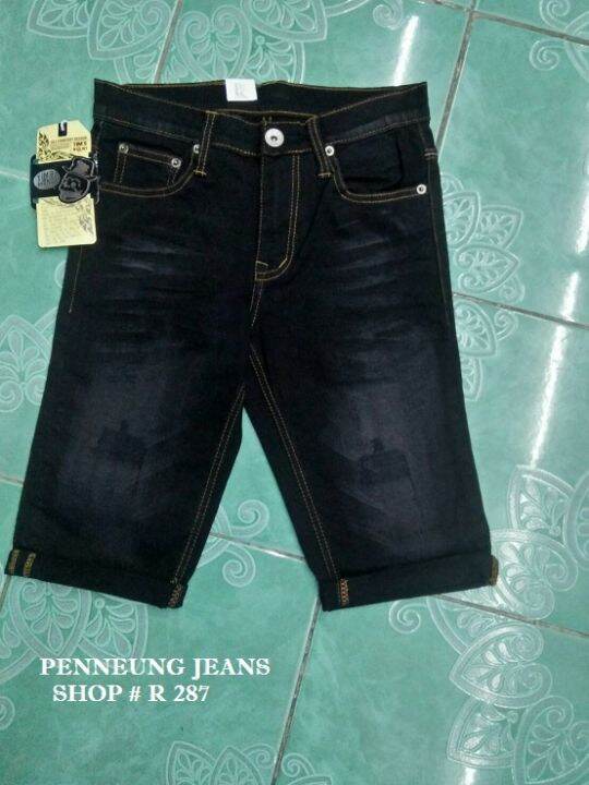 กางเกงยีนส์ผู้ชายทรงขาสั้น เนื้อผ้ายืดแต่งคาด R 287 ยอดฮิต | Lazada.co.th