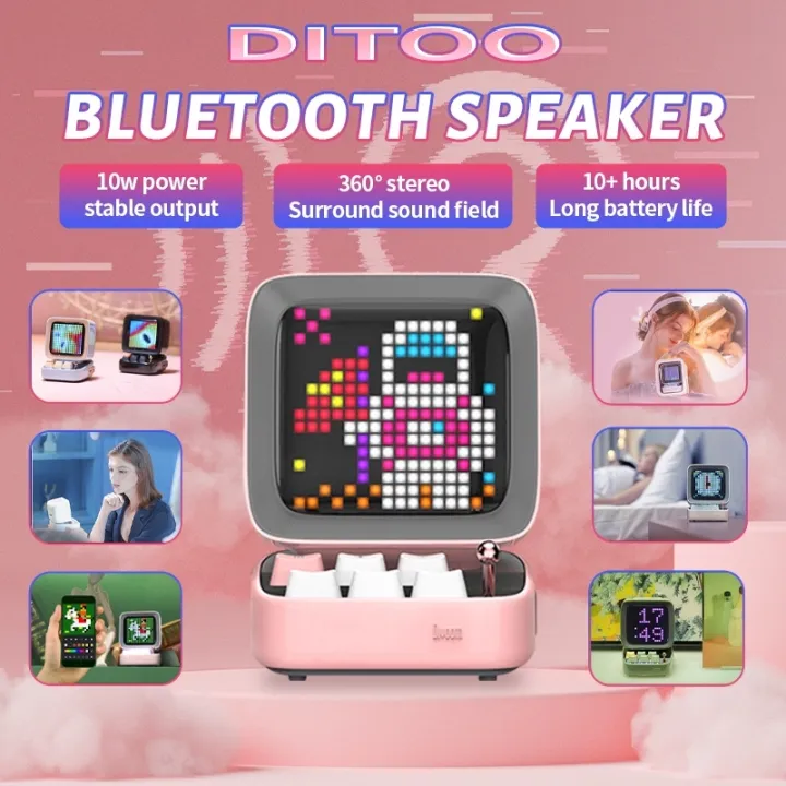Divoom Ditoo Retro speaker Pixel art Bluetooth Portable Speaker DIY LED ...