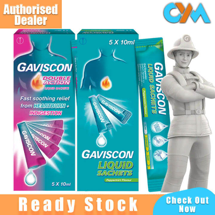 Gaviscon Double Action 5x 10ml Liquid Sachets Fast Soothing Relief