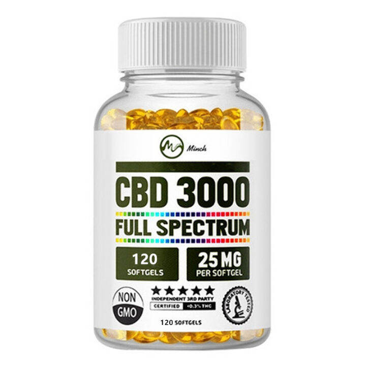 Full Spectrum CBD 3000 Soft Gel Capsules Stress and Anxiety Relief Help Deep Sleep 120PCS ...