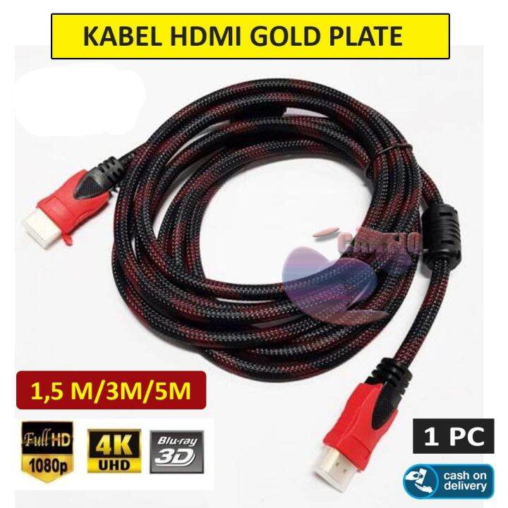Icantiq Kabel HDMI to HDMI 1,5 METER / 3 METER / 5 METER / 1.8 METER Gold Plate Versi 1.4 Serat ...