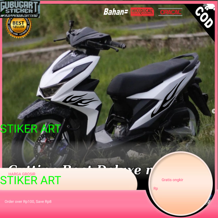 sticker cutting api variasi polet bodi motor beat deluxe 2020-2023 ...