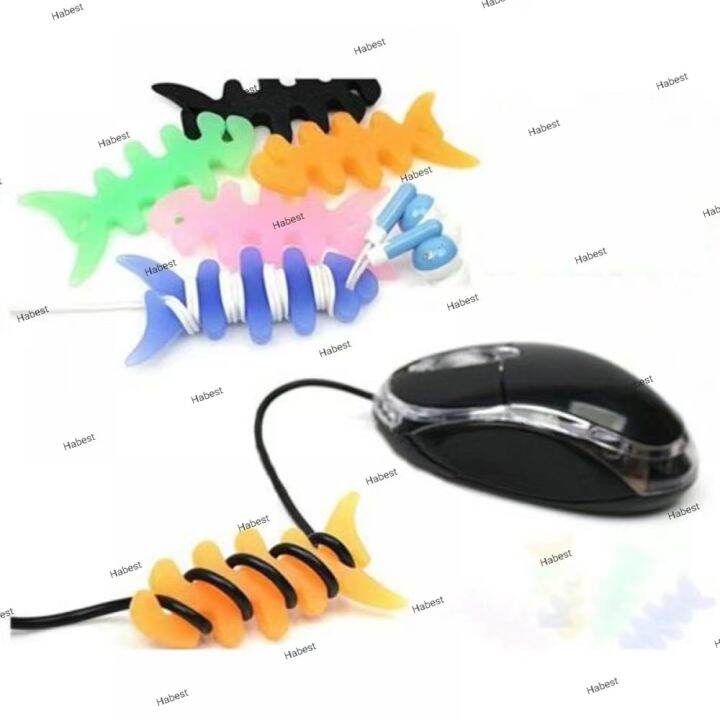 Fish Bone Silicone Earbud Earphone Cord Cables Wrap Winder Wire Holders ...