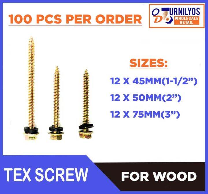 100PCS TEX SCREW TEKS SCREW FOR WOOD 3 VARIANTS | Lazada PH