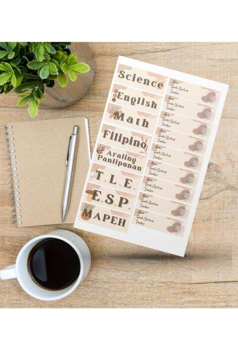 BROWN AESTHETIC SUBJECT AND NAME STICKER SET | Lazada PH