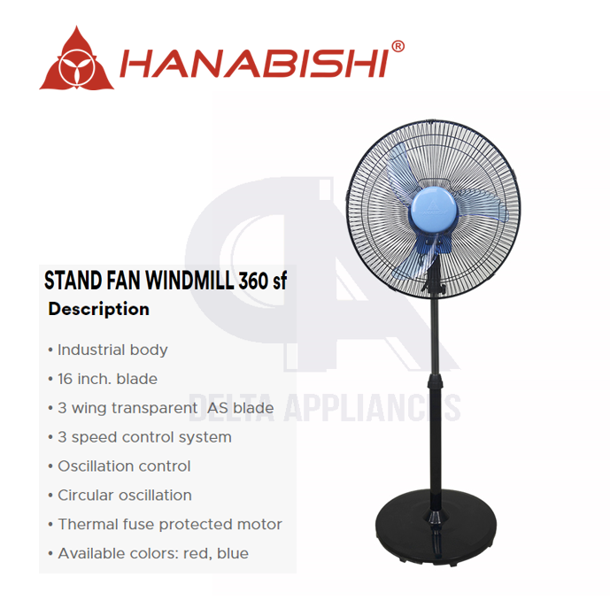 Hanabishi Windmill 360SF Stand Fan (Assorted Colors) | Lazada PH