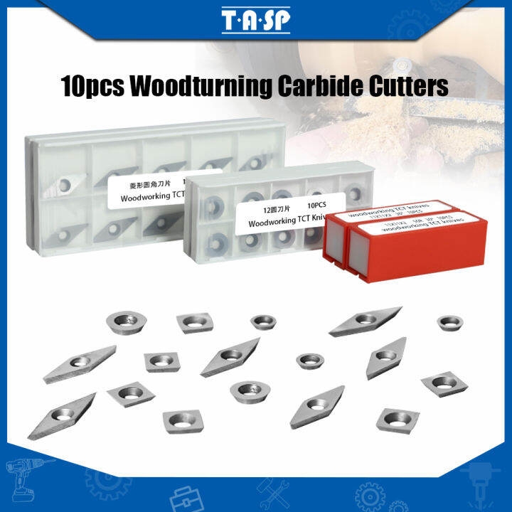 TASP 10Pcsคาร์ไบด์ใบเลื่อยWoodturningเครื่องมือทดแทนสแควร์เพชรกลมสำหรับ ...