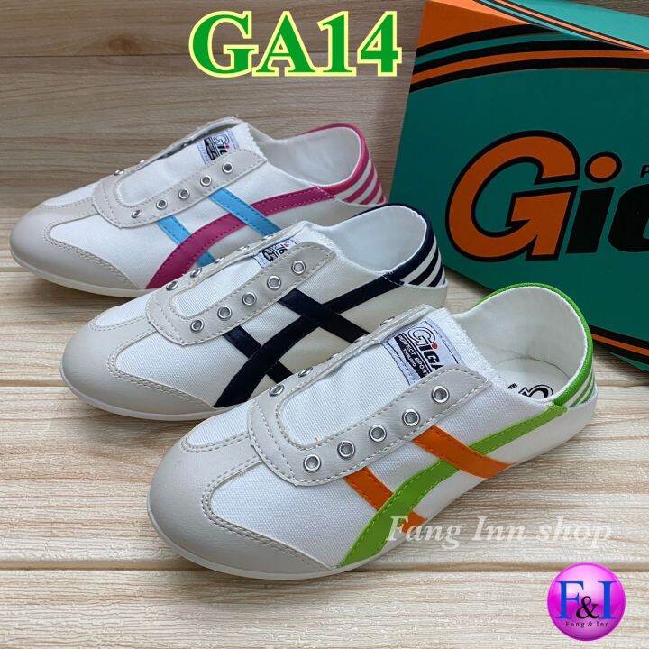 GiGA GA14 รองเท้าผ้าใบ สลิปออน (36-41) สีชมพู/กรม | Lazada.co.th