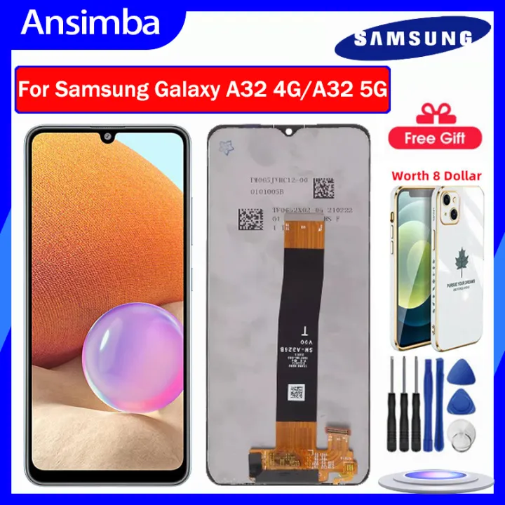 【Free Phone Case】Ansimba 100% Original Super AMOLED For Samsung Galaxy A32 4G/A32 5G LCD Display ...