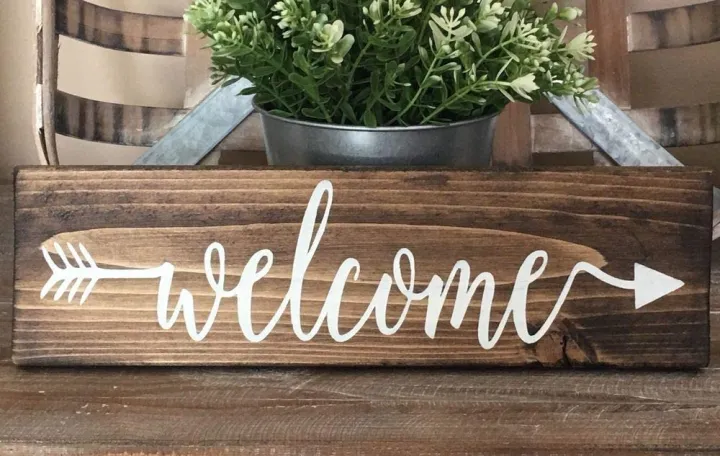 PotteLove Rustic Wood Sign Welcome Sign Door Country Home Decor Porch ...