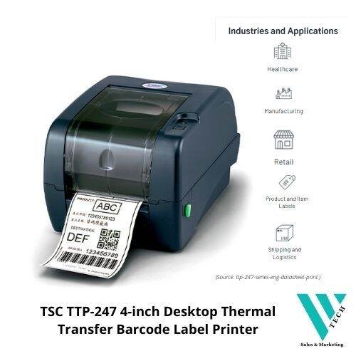 TSC TTP 247 4 inch Desktop Thermal Transfer Barcode Label Printer | Lazada