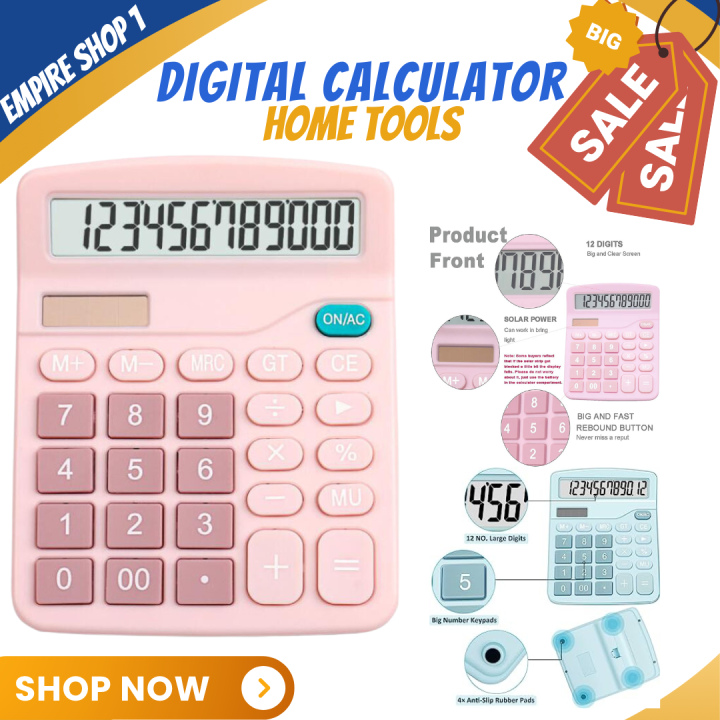 Original 12 Digits Basic Calculator Dual Power Supply Scientific ...