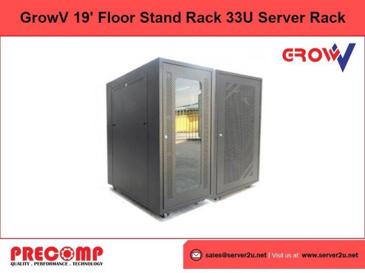 GrowV 19' Floor Stand Rack 33U Server Rack (Tempered Glass) (G3380FS ...