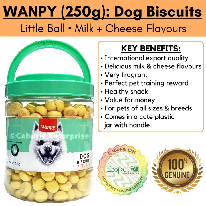 WANPY: Dog Biscuits Little Ball - Milk+Cheese Flavour (250g) - International export quality ...