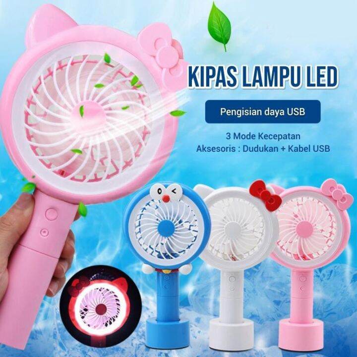 Kipas USB Minifan LED Doraemon Hello Kitty / Kipas Tangan Mini Fan ...