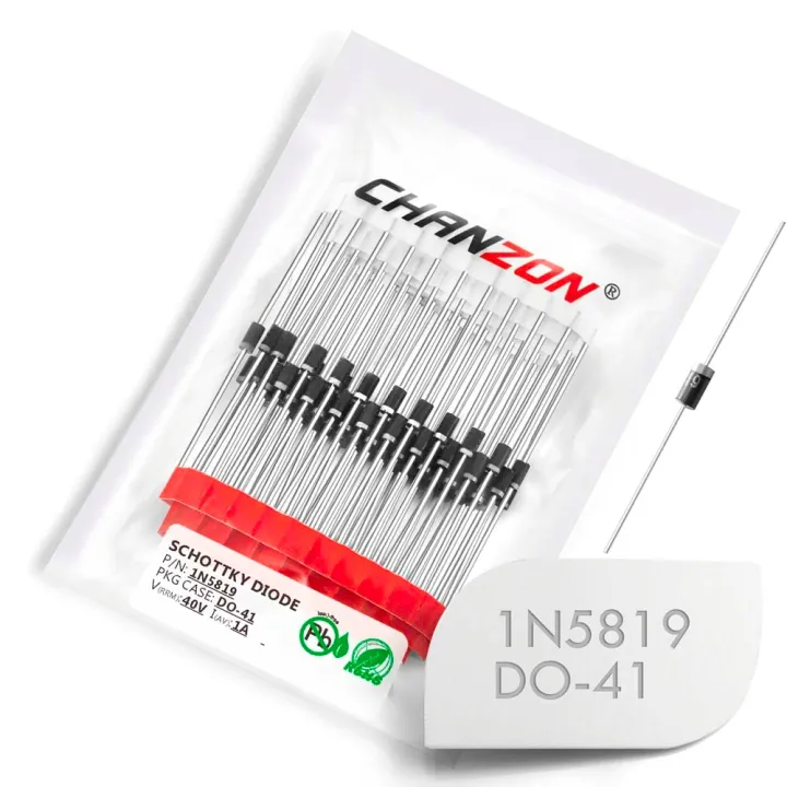 (100ชิ้น) 1N5819 Schottky Barrier Rectifier ไดโอด1A 40โวลต์ Do-41 Axial ...