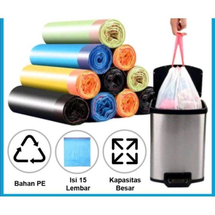 SBM Kantong Sampah Dengan TALI Pengikat Kantong Plastik Sampah Bertali ...