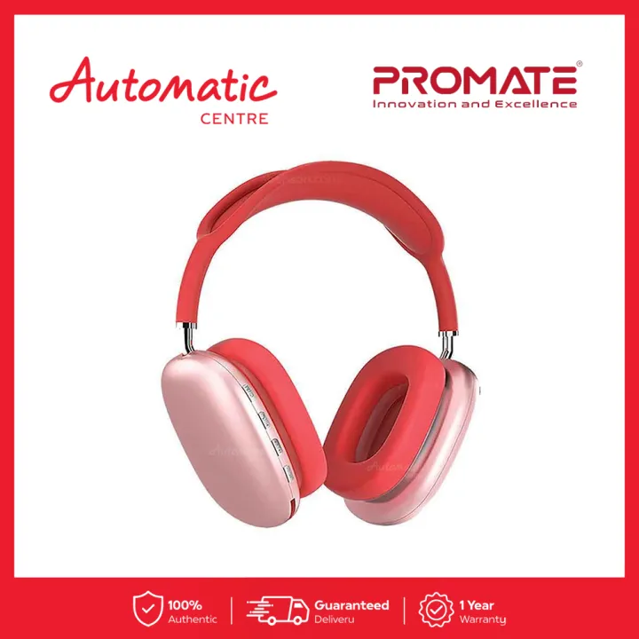 Promate AirBeat Red High Fidelity Stereo Wireless Headphones with ...