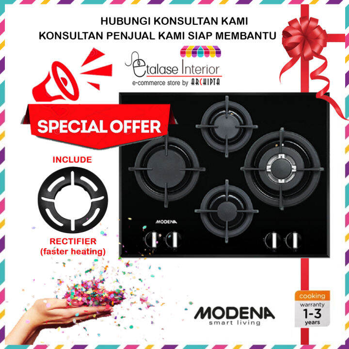 Modena - Kompor Gas Tanam/ Build In 4 Tungku Crista BH 1645 | Lazada ...