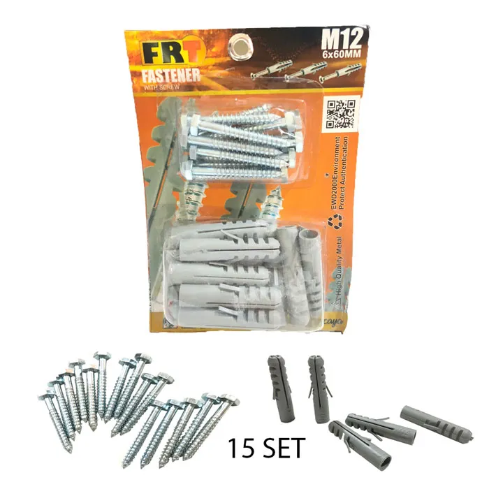 Fisher + Sekrup Set 6x60 MM M12 Merk FRT - Fisher Set Isi 15 Set ...