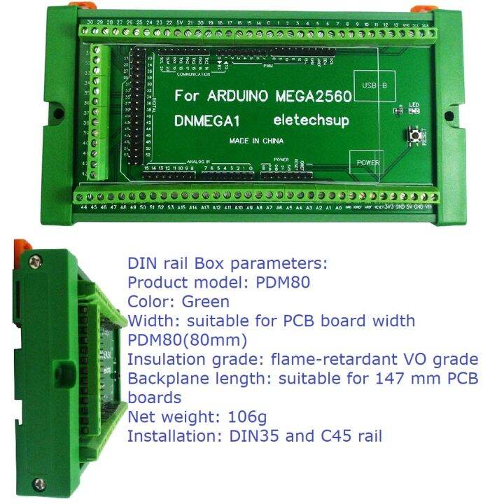 DIN Rail Mount Screw Terminal Block Adapter Module for Arduino MEGA ...