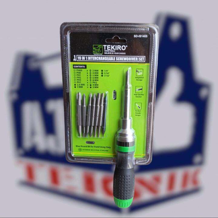 Obeng set 19in1 tekiro obeng rachet interchangable screwdriver | Lazada ...