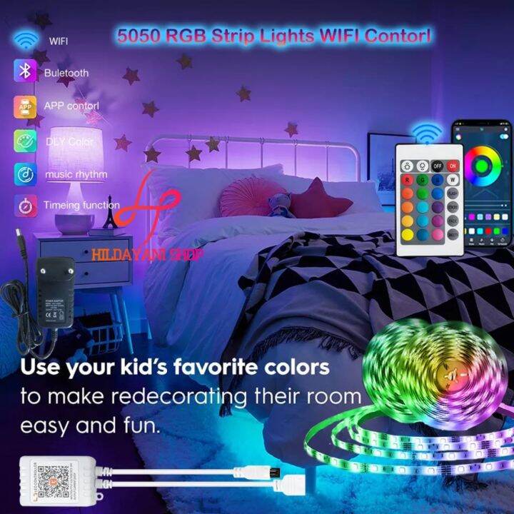 Lampu LED STRIP 5 METER SMD 3528 RGB + REMOTE + MODUL + ADAPTOR AWET ...