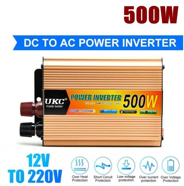 500W Solar Car Power Inverter 12V to 220V 50Hz-60Hz with AC Socket and ...