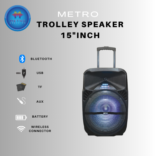 METRO AUDIO TROLLEY SPEAKER 15" INCH MA-915 | Lazada PH
