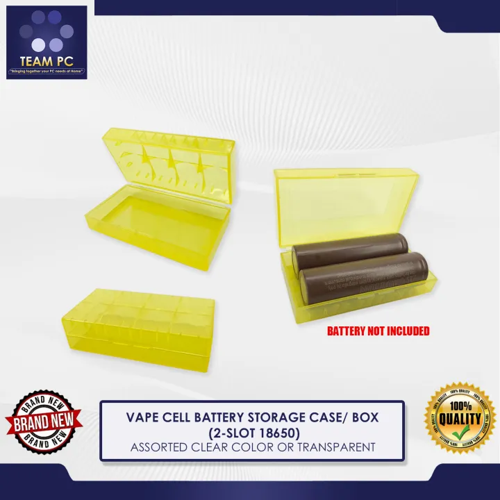 VAPE CELL BATTERY STORAGE CASE/ BOX (2-SLOT 18650), ASSORTED CLEAR ...