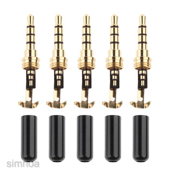 ☛5x 3.5mm 18\ 4 Pole TRRS Stereo Male Jack Plug Audio Connector ...