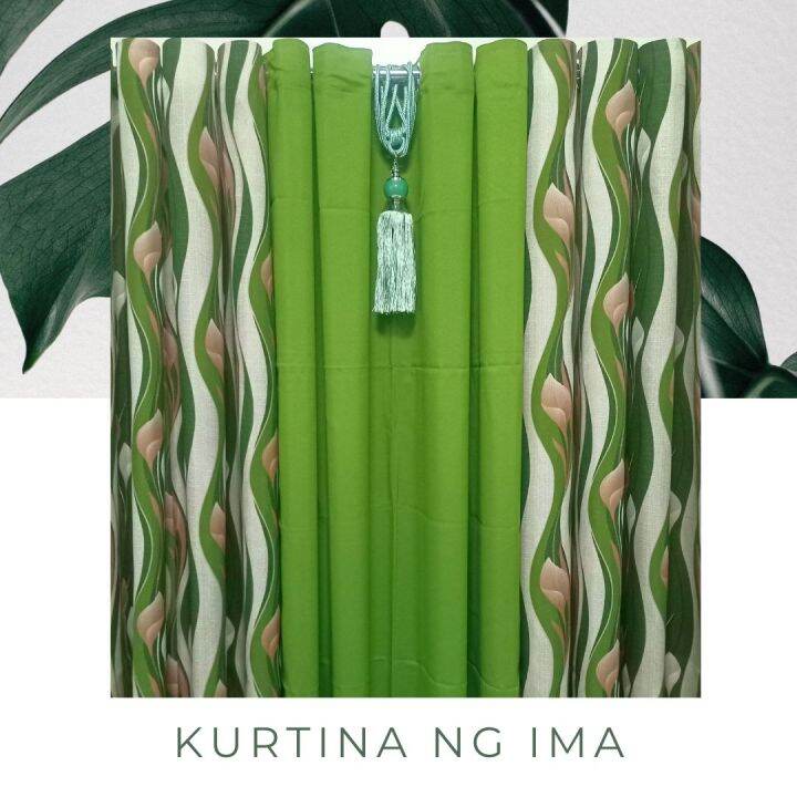 Tulips Green and Gray Ring Curtains by Kurtina ng Ima 7ft(55x85inches ...