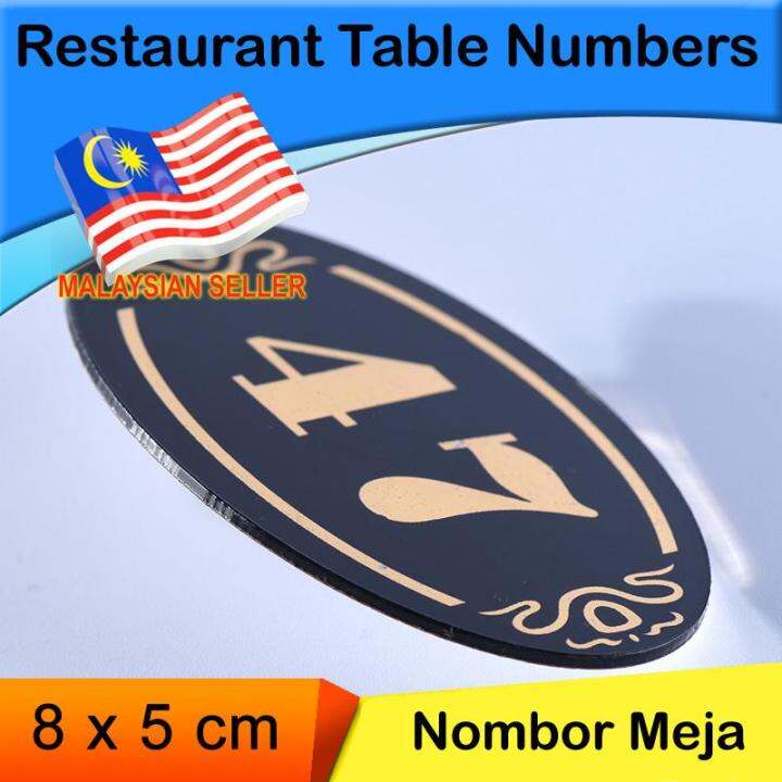 Acrylic Restaurant Table Number Oval Black 8cm x 5cm x 2mm (10 numbers ...