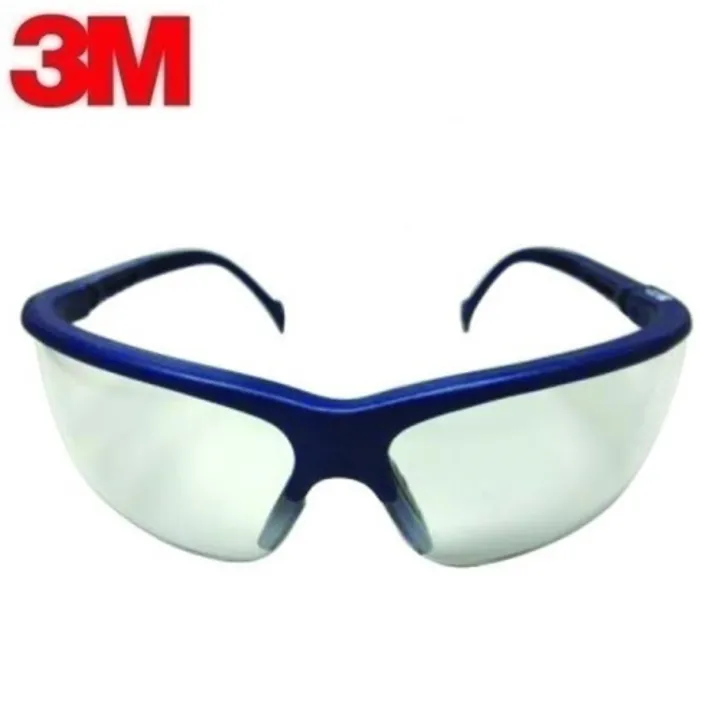 3M TH-302 แว่นตานิรภัยเลนส์ IN/OUT กรอบแว่นสีฟ้า เคลือบสารป้องกันเกิด ...