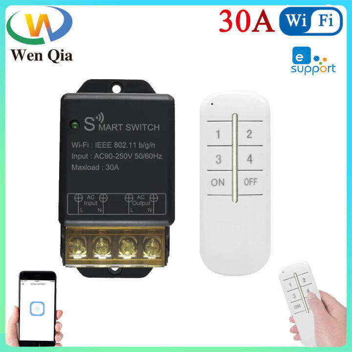 WenQia 220V 230V 30A Ewelink WiFi Smart Switch 2.4GHz Wireless Remote ...