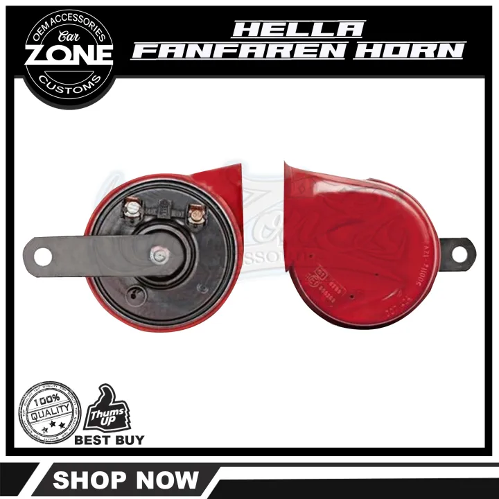 2pcs Hella Red Twin Horn Fanfaren 12V Snail type (Red) | Lazada PH