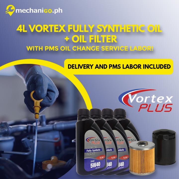 5W40 Vortex Fully Synthetic Oil (4 Liters) + Oil Filter with FREE PMS ...