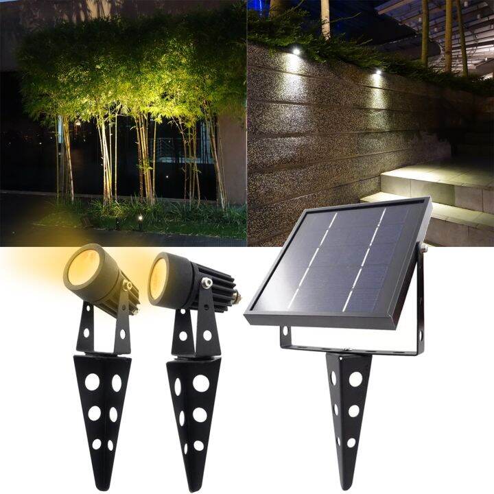 Mini 50X Updated All Metal Twin Solar Powered LED Outdoor Landscape ...