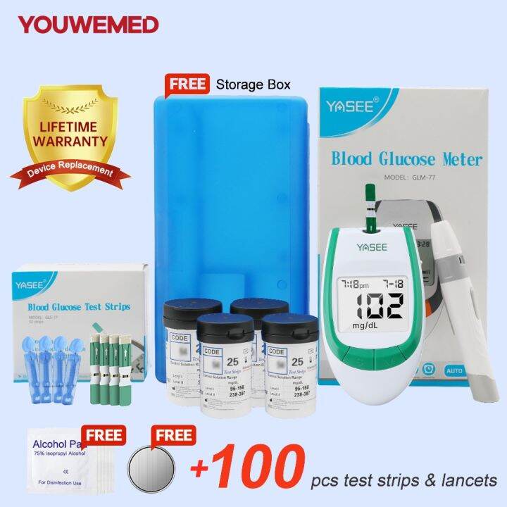 YASEE Glucometer blood glucose meter blood sugar test kit with 100 ...