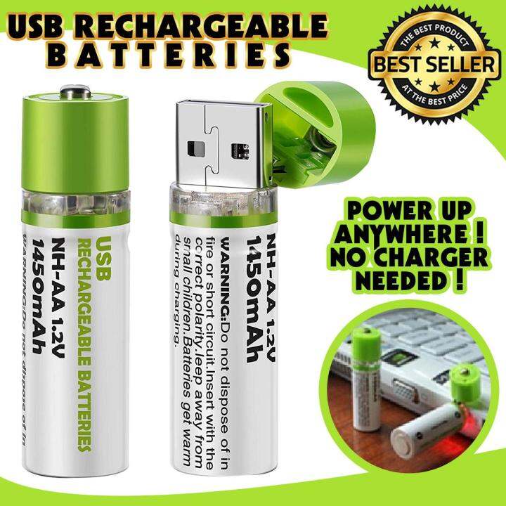 AA USB Rechargeable Batteries 1450mAh No Charger Needed | Lazada PH