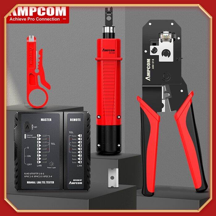 Crimping Tool Set Ethernet Cable Punch Down Tool RJ45 RJ11 Connectors 12 in 1 Cabling Repair Set ...